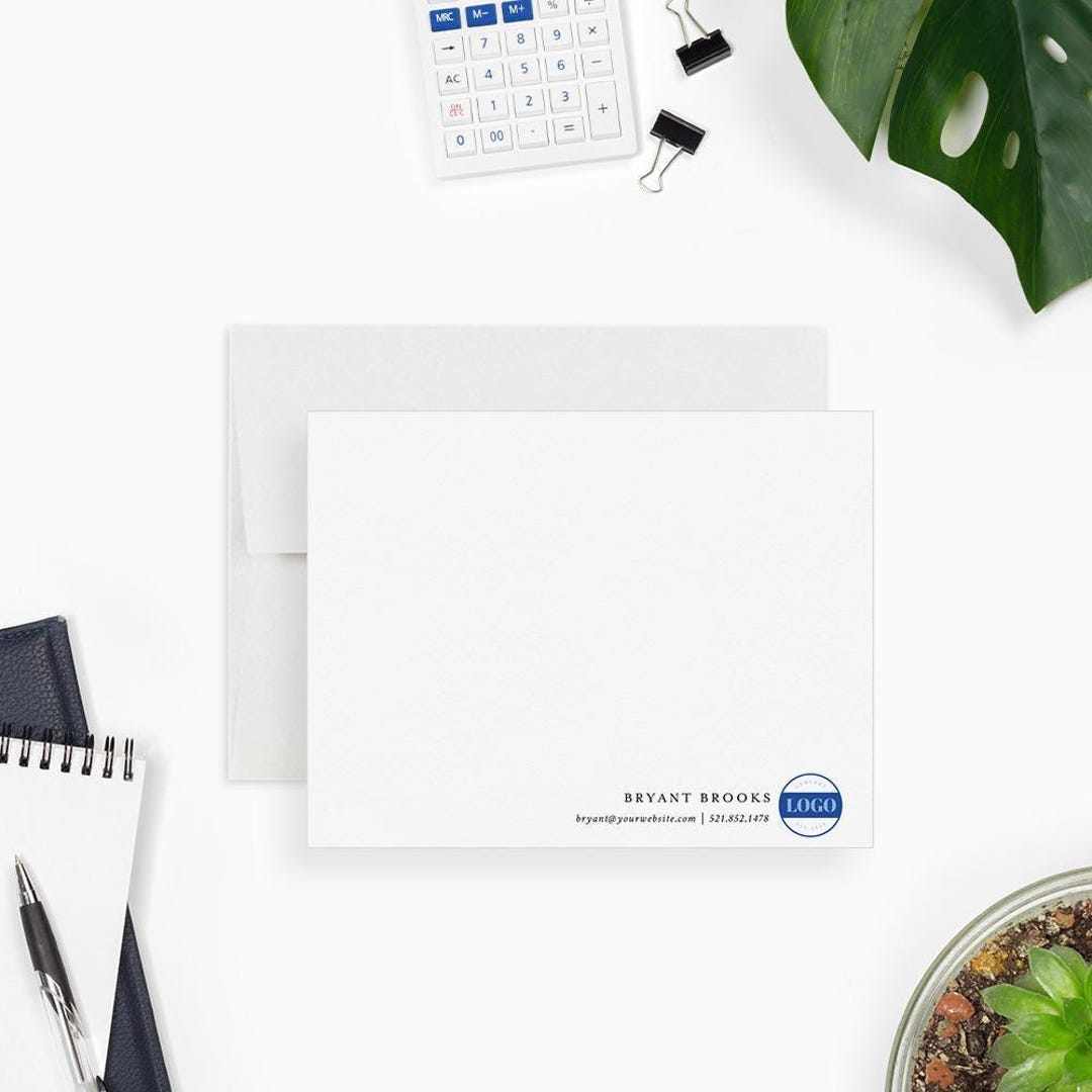 Custom Business Note Card Personalized Company Logo Stationery ...
