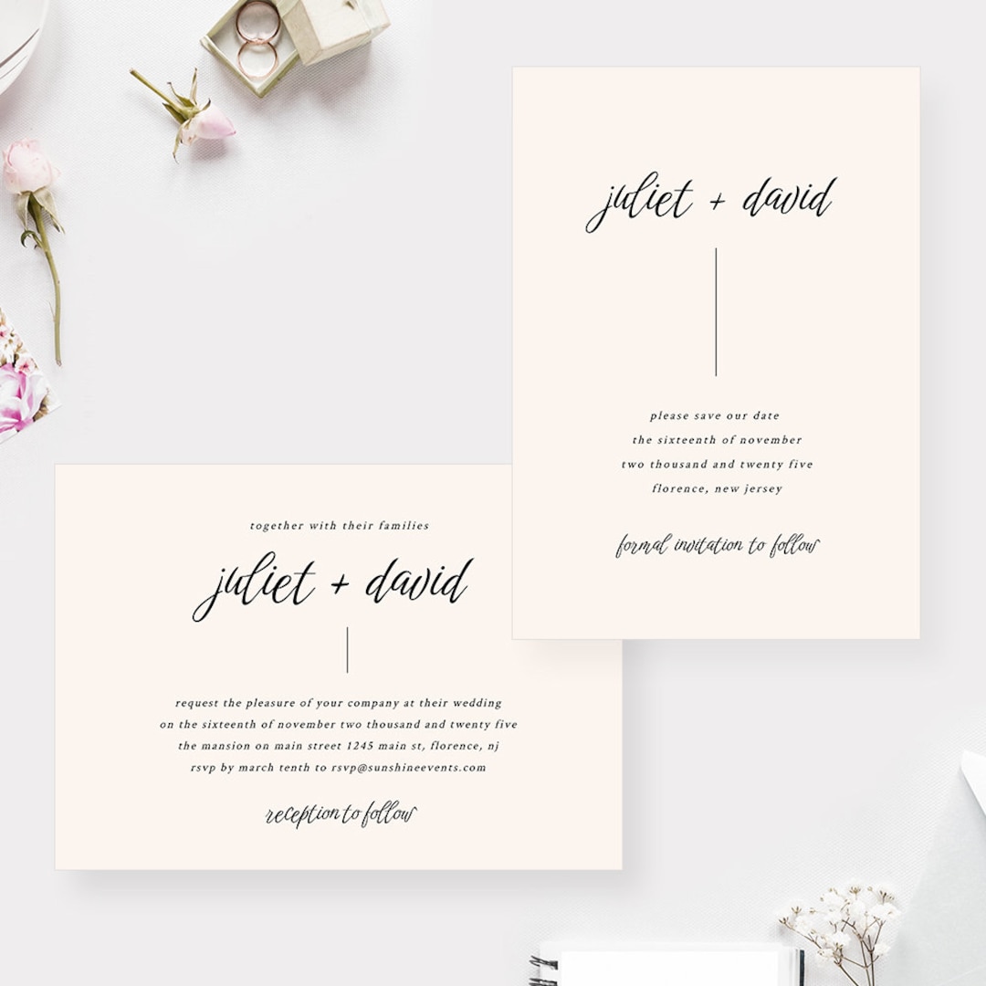 Personalized Simple Wedding Invitation Template, Editable Modern Save ...