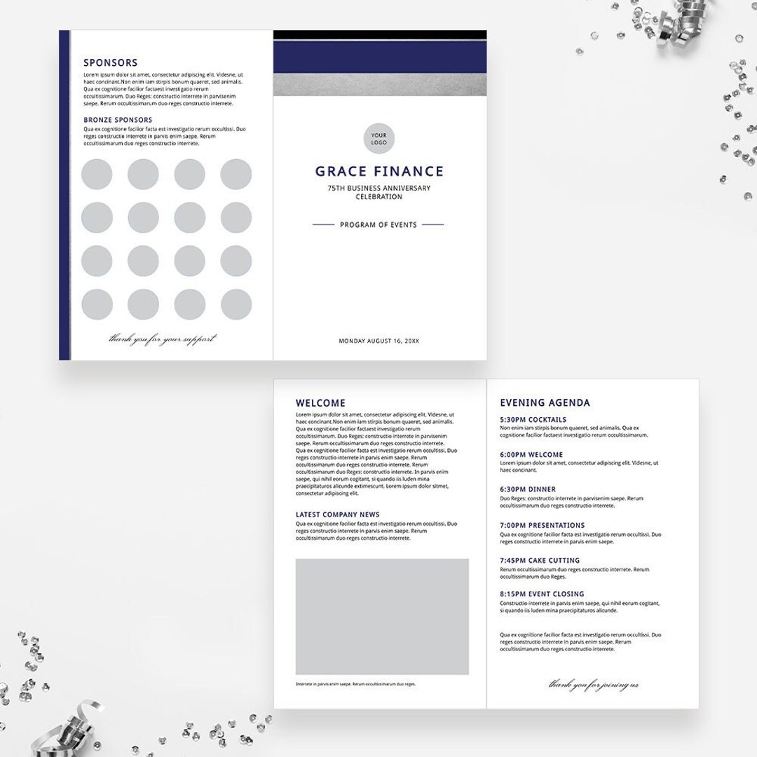 Editable Business Program Template, Business Anniversary Program ...