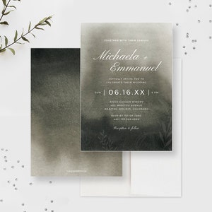 Dark and Moody Wedding Invitation Editable Template, Modern Wedding ...
