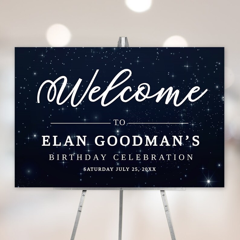 Star Party Welcome Sign Editable Template, Under the Stars Sign Instant ...