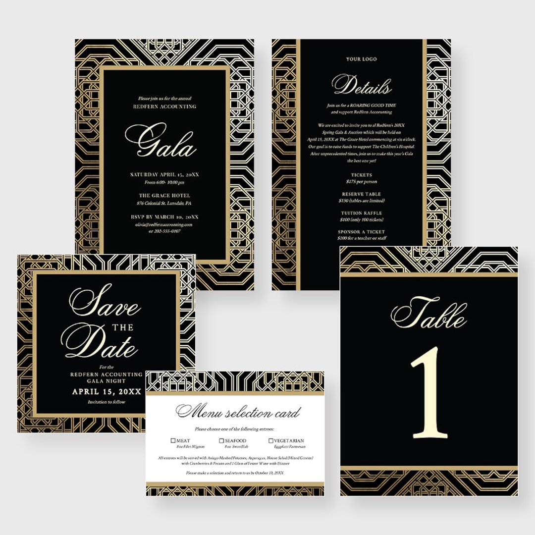 Gala Party Invitation, Menu Selection Card Editable Template, Insert ...