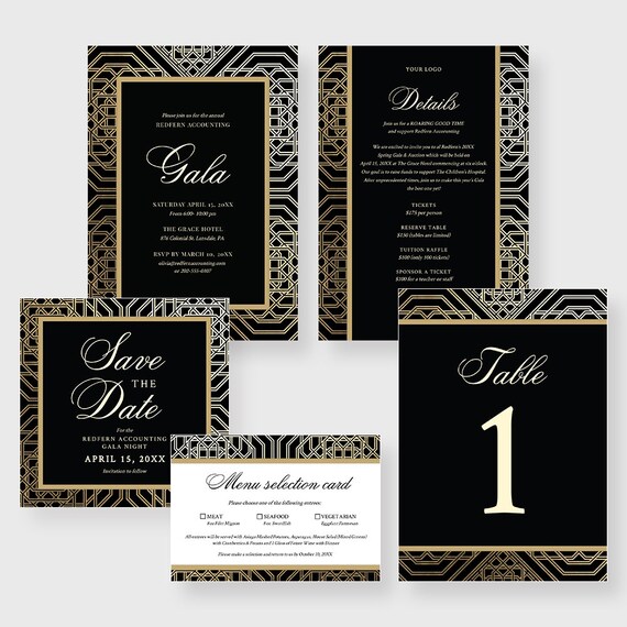 Gala Party Invitation Menu Selection Card Editable Template | Etsy