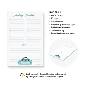 Packing Checklist With Notes Section, Packing List Notepad, Travel ...