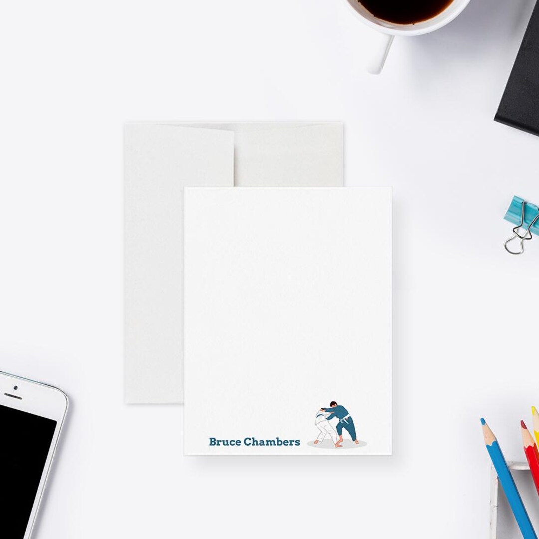 Judo Note Card, Personalized Martial Arts Stationery Set, Judo Gift for ...