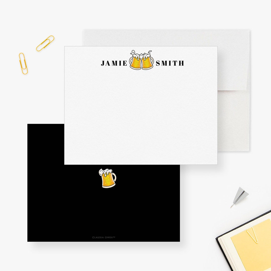 Personalized Beer Note Cards, Custom Mens Stationary Card Set, Beer ...