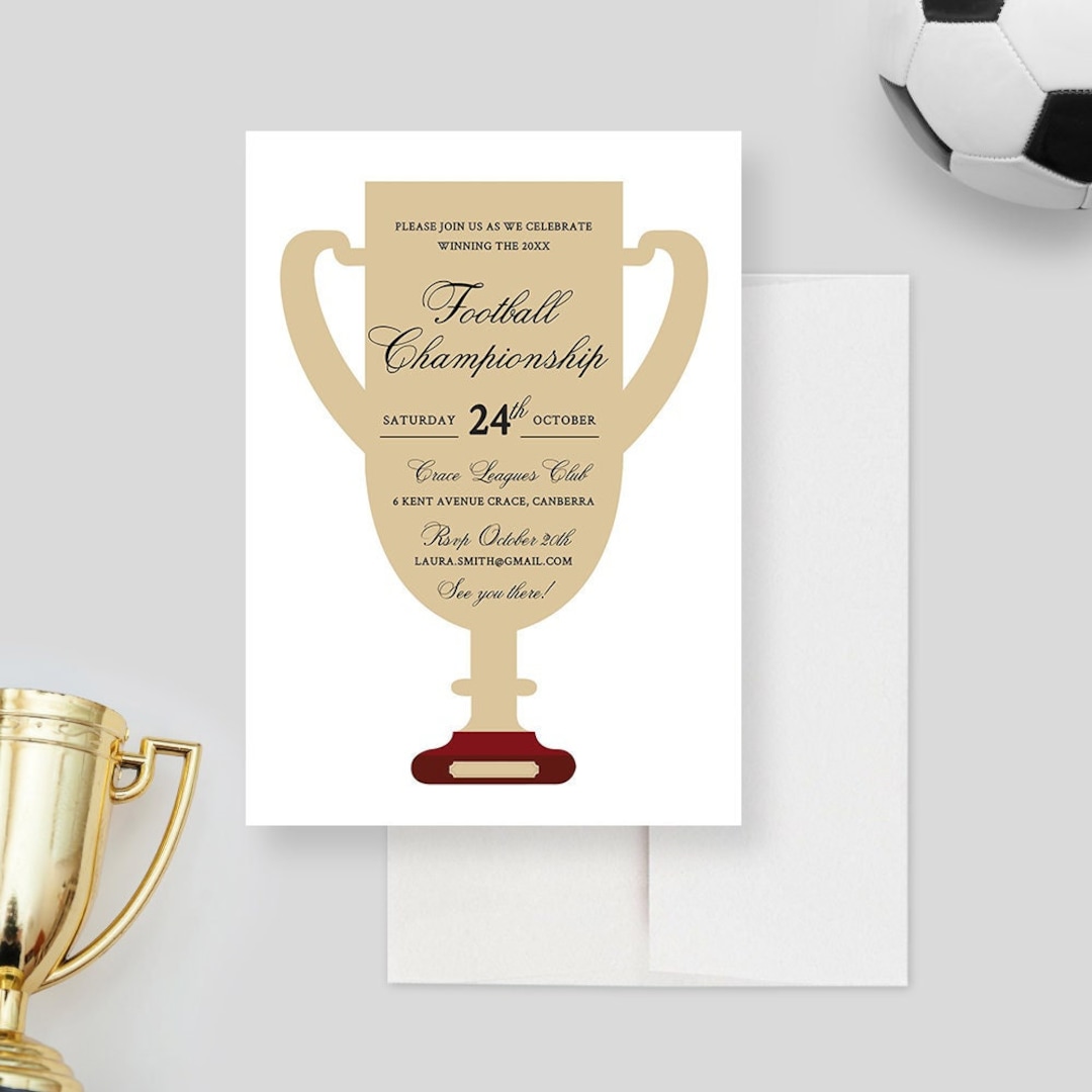 Trophy Sport Theme Party Invitation Edit Yourself Template, Sports ...