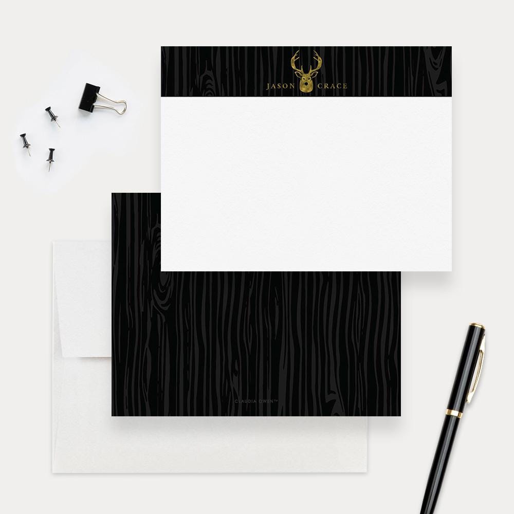 Deer Hunter Personalized Stationery for Men, Gift for Hunter Antlers ...