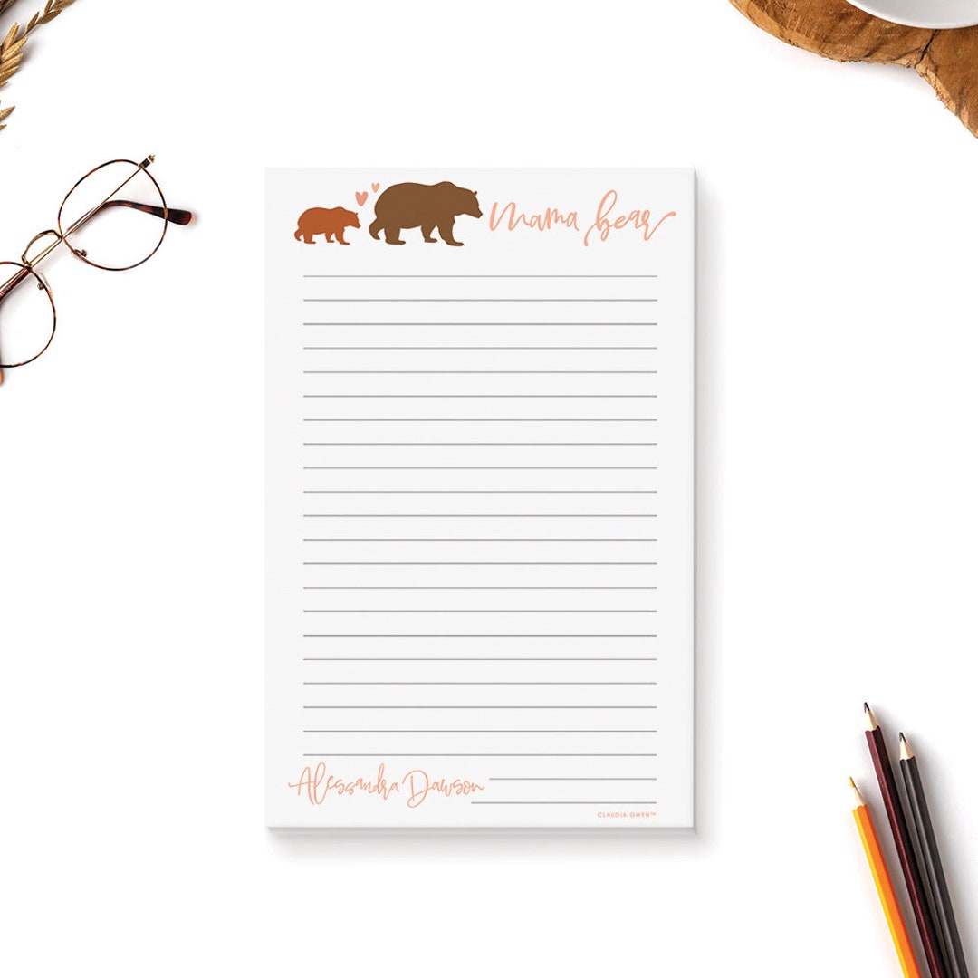 Cute Mama Bear Notepad, Mama and Baby Bear Gifts Stationery Writing Pad ...