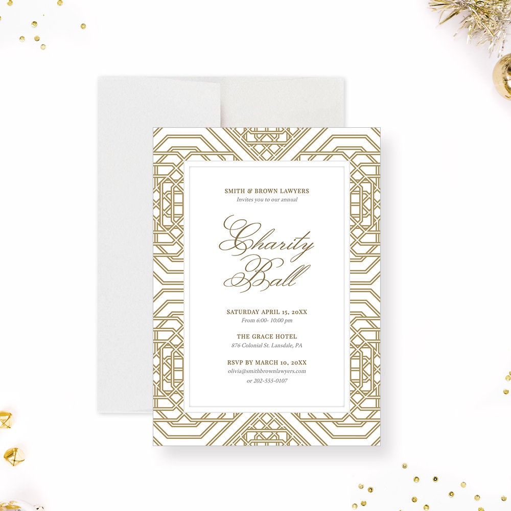 Charity Ball Party Editable Invitation Template, Fancy Formal ...