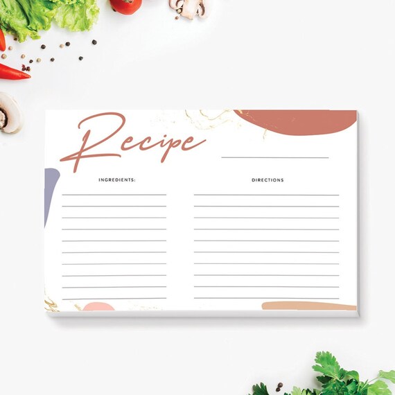 Recipe Notepad Stationary for Women Custom Stationary Kitchen | Etsy