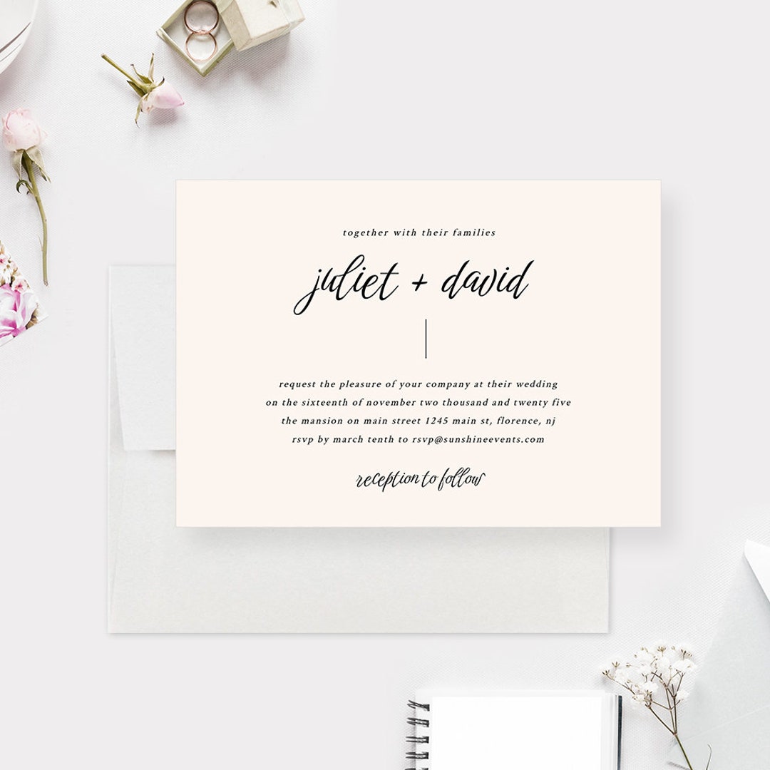 Elegant Digital Wedding Invitation Featuring Script Typography and Soft ...