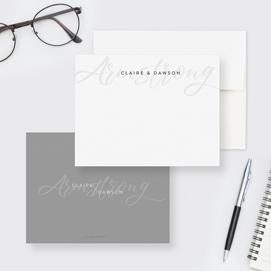 Couple Note Cards With Envelopes, Personalized Couple Stationary Set ...