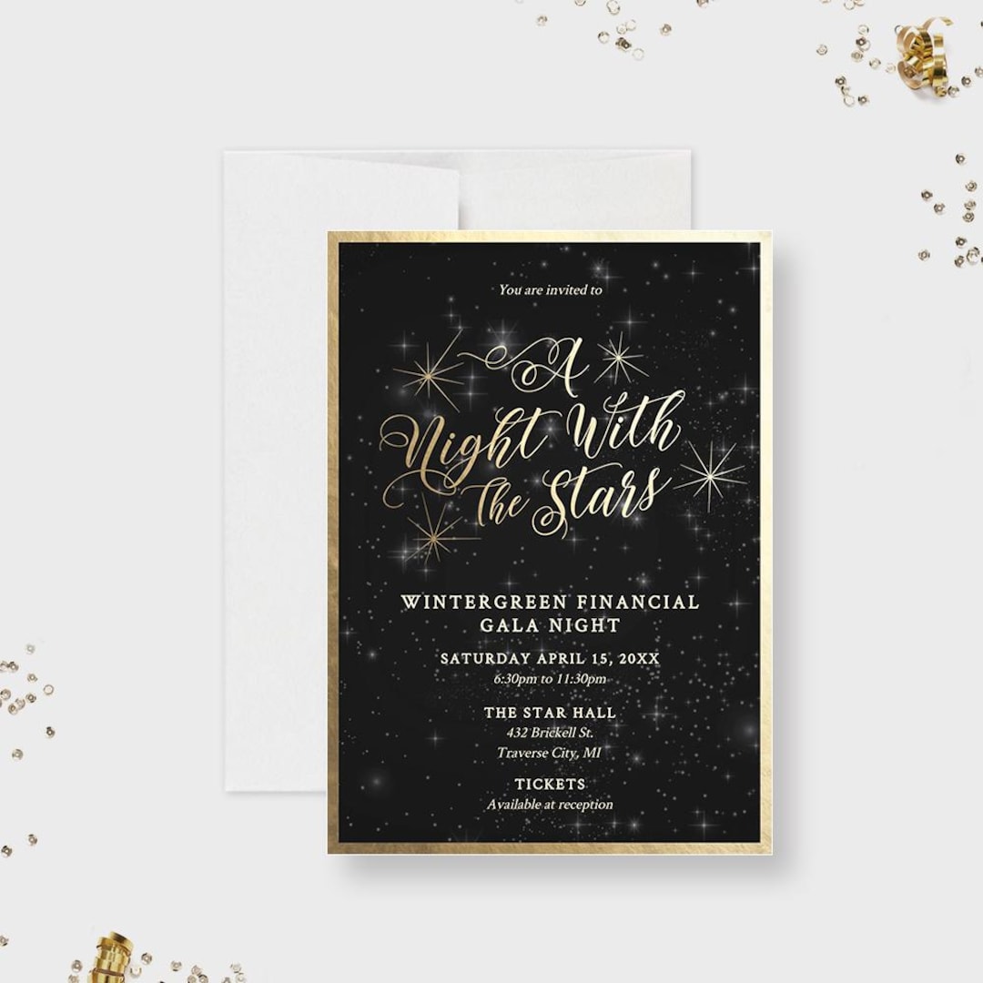 A Night With the Stars Prom Invitation Template, Corporate Work Event ...
