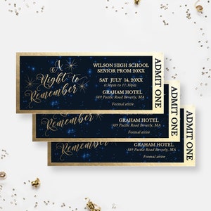 High School Prom Night Ticket, an Enchanted Evening Under the Stars ...
