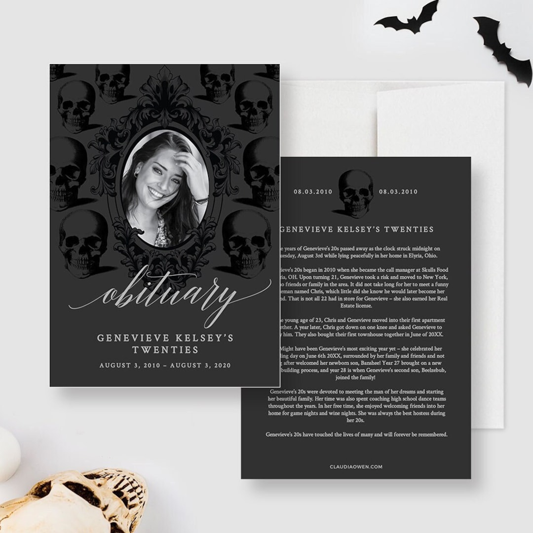 Death to My 20s Obituary Editable Template, Printable Funeral Program ...
