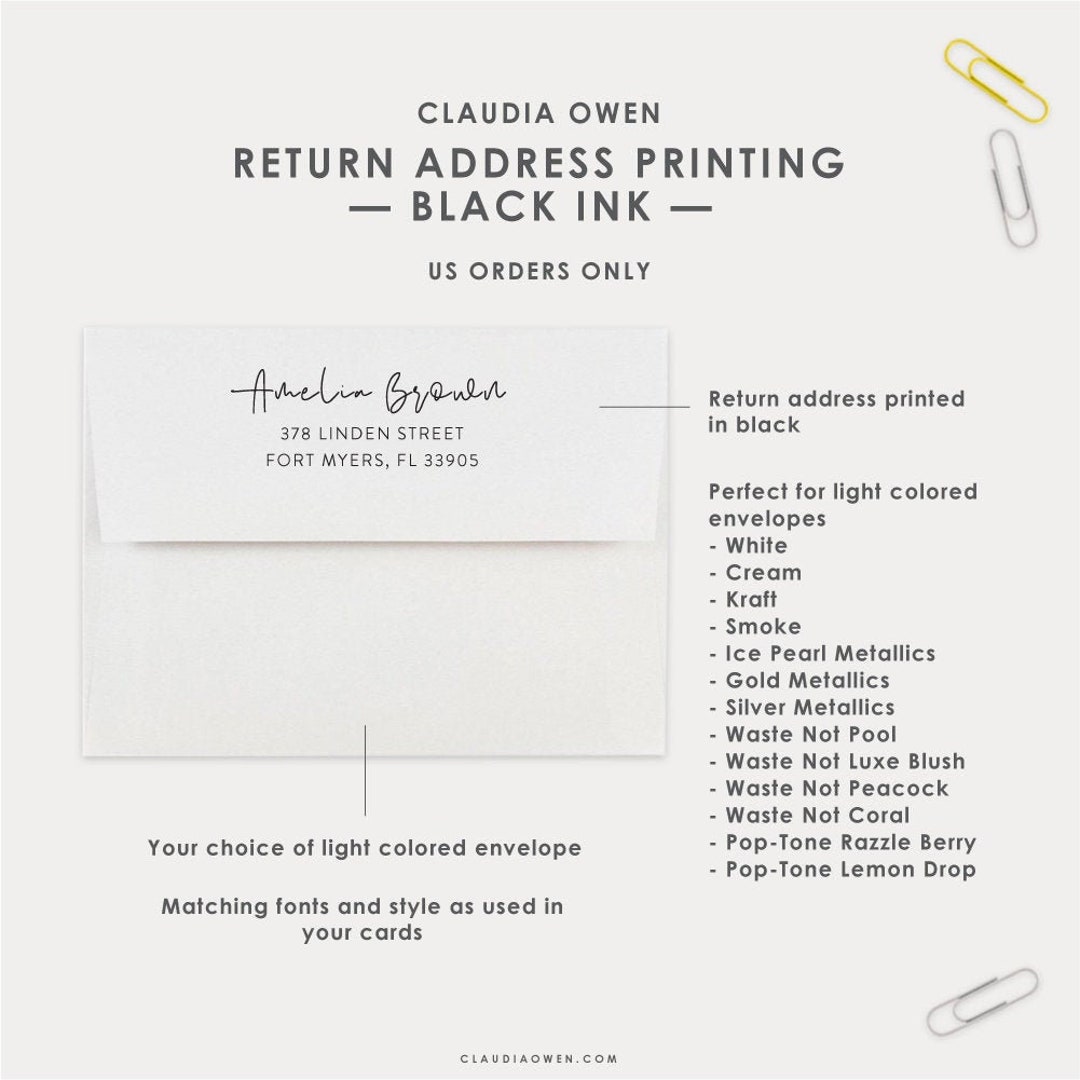 Return Address Printed on the Flap of Your Envelopes in Black Ink ...