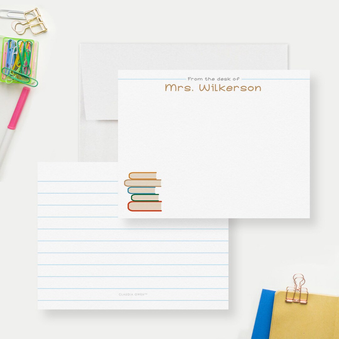 Personalized Teacher Note Cards Custom Teacher Gift Stationery Note ...