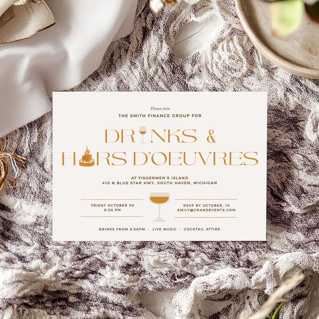 Drinks and Hors D'oeuvres Business Party Invitation Template, Adult ...