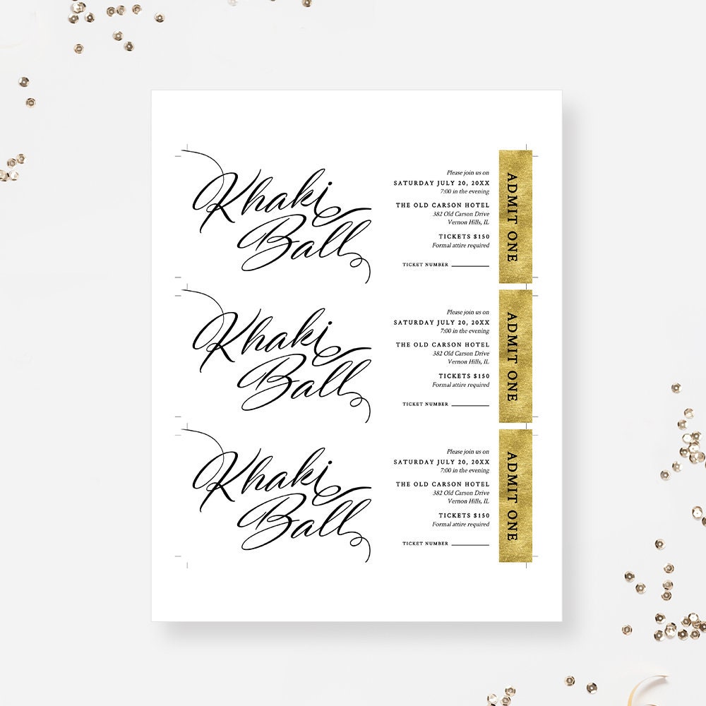 Khaki Ball Ticket Invitation Template, US Navy Chiefs Party Invites ...