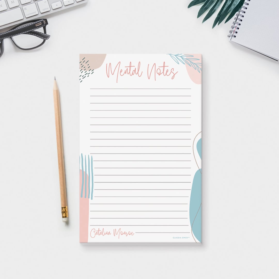 Mental Notes Personalized Notepad, Self Care Planner for Moms Women ...