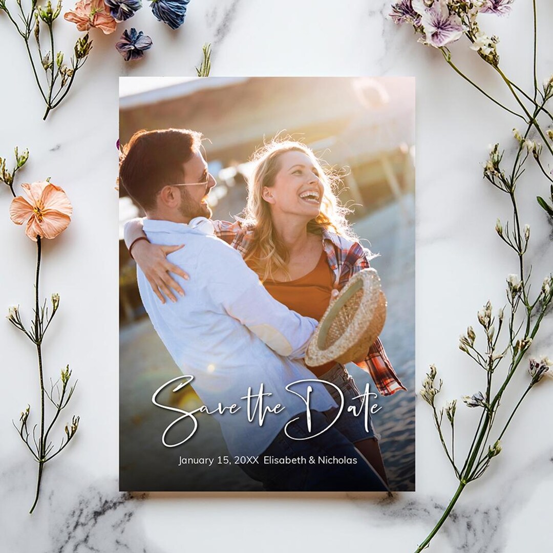Save the Date Template With Photo, Minimalist Save the Date Printable ...