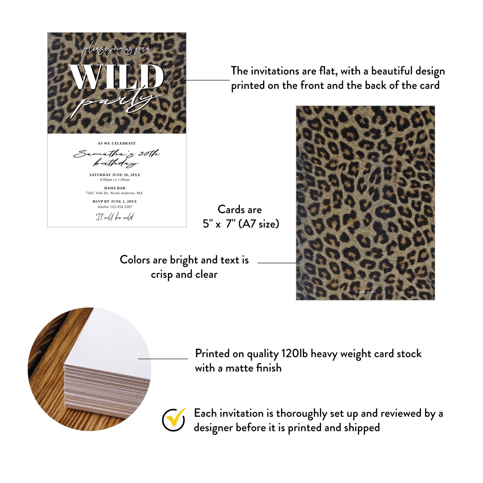 Leopard Print Invitation Card for Wild Birthday Party, 30th 40th 50th ...
