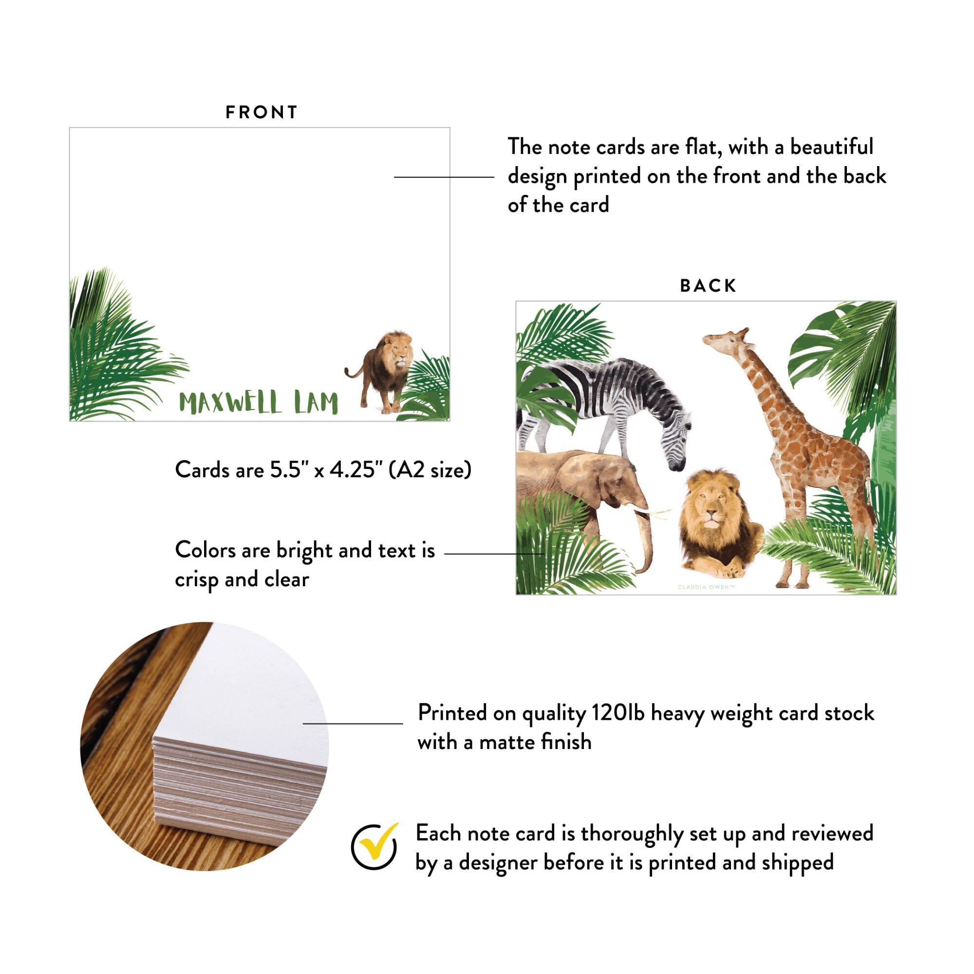 Safari Birthday Thank You Cards, Jungle Stationary Cards for Kids and ...