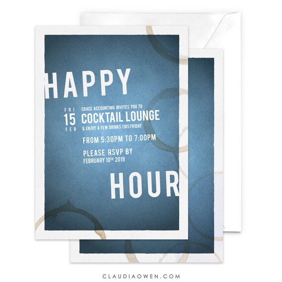 Happy Hour Party Invitation Work Drinks Professional Event | Etsy