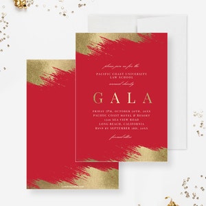 Elegant Gala Invitation Set in Red and Gold, Business Welcome Sign ...