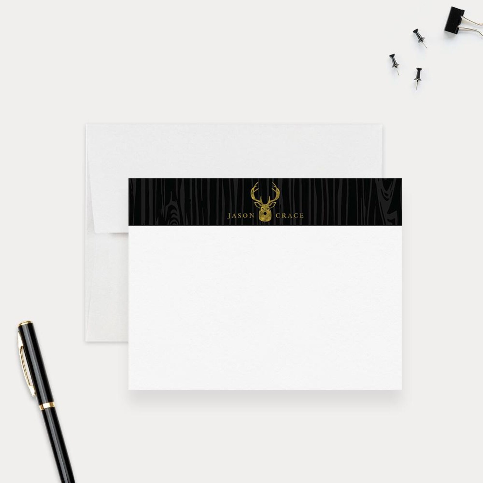 Deer Hunter Personalized Stationery for Men, Gift for Hunter Antlers ...