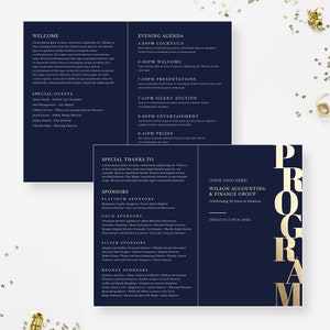 Elegant Program Event Printable Digital Download, Business Program ...