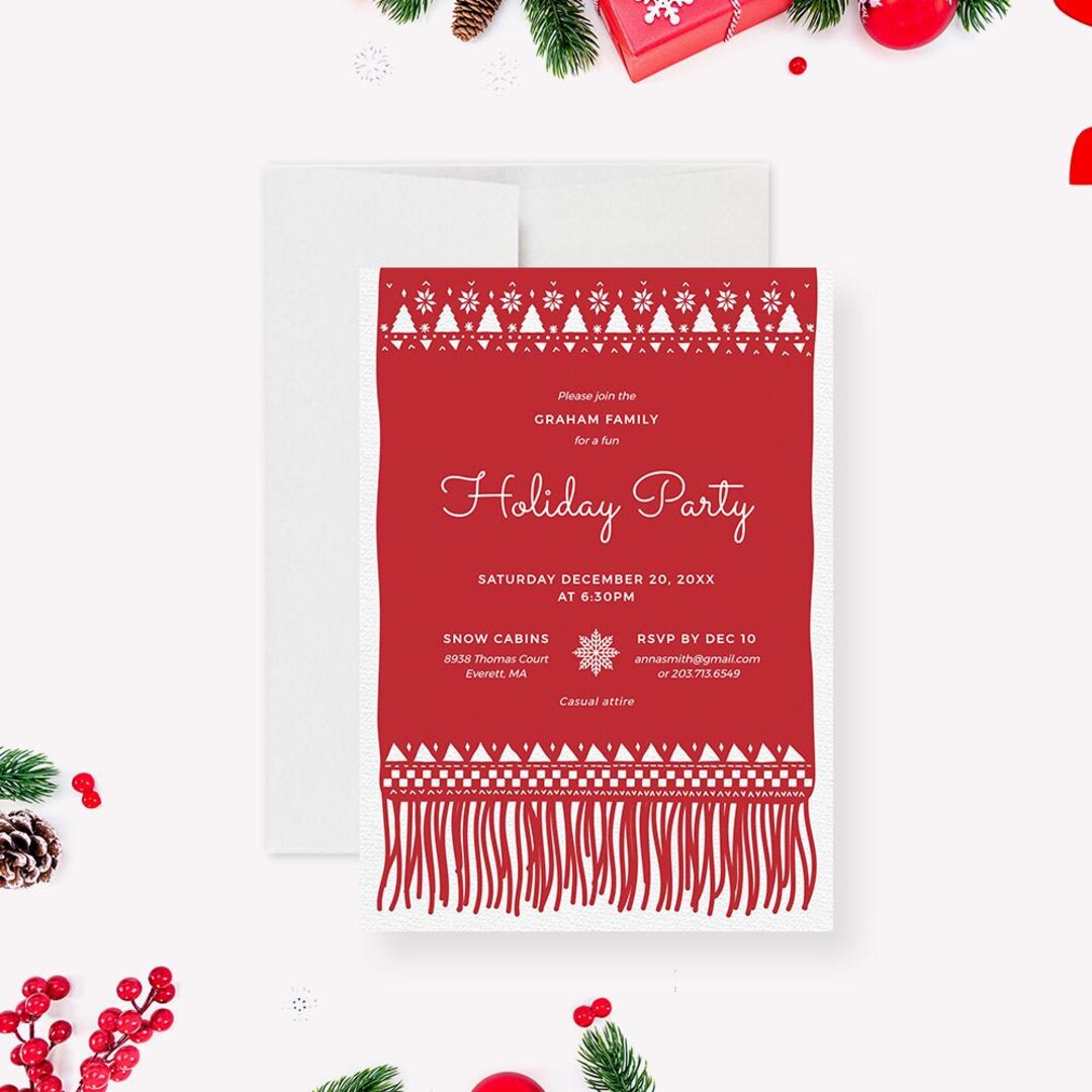 Editable Holiday Party Invitation Template Christmas Invite Digital ...