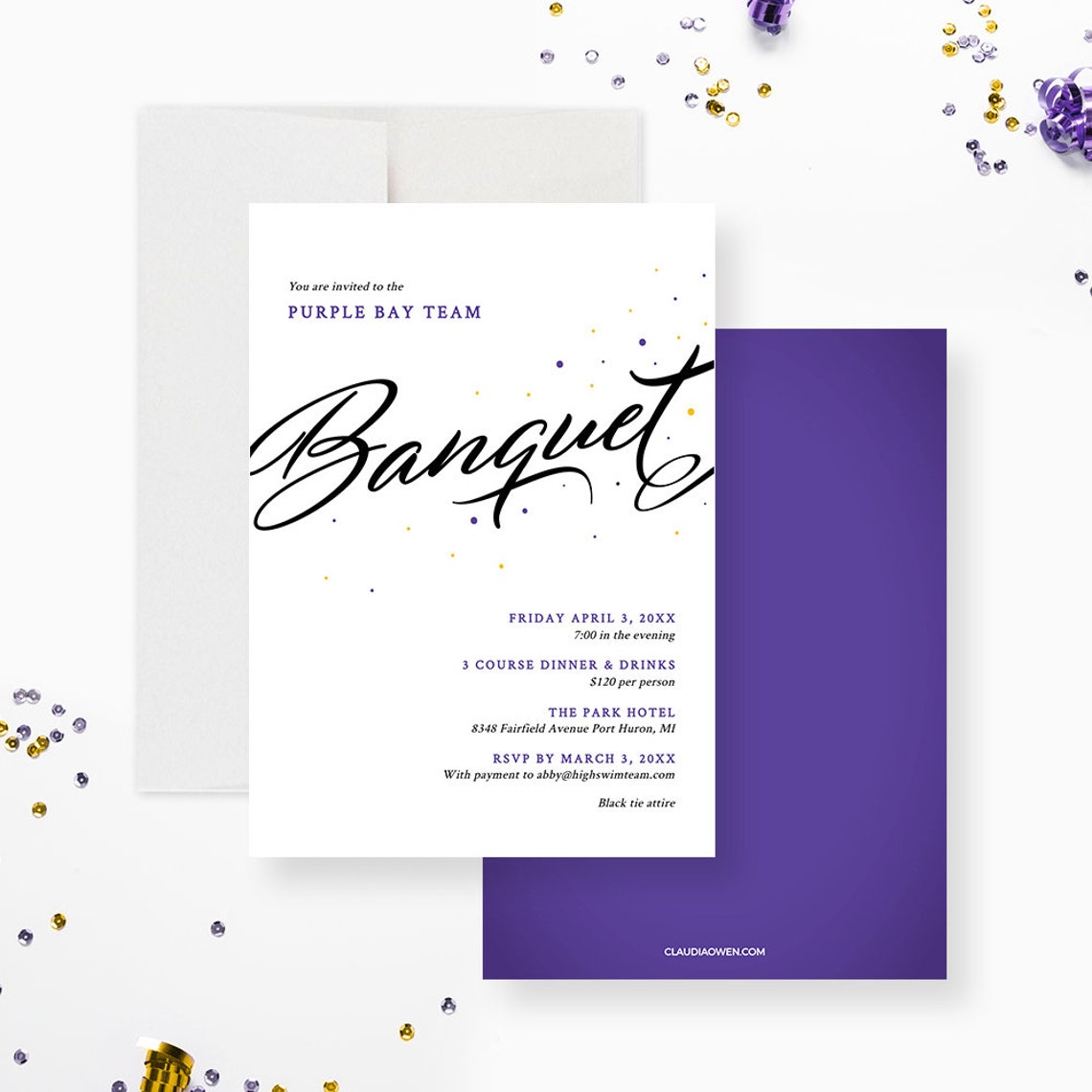Banquet Invitation Editable Template With Matching Ticket - Etsy