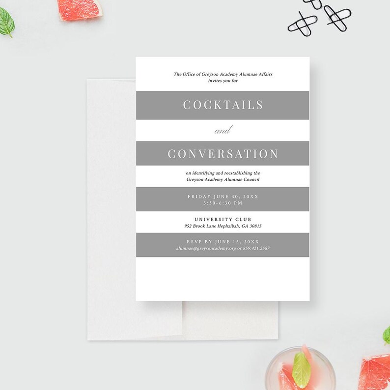 Cocktails and Conversation Party Invitation Template, Business ...
