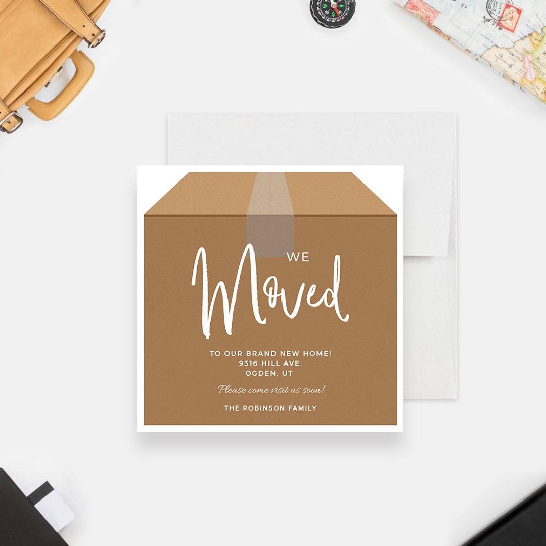 We've Moved Announcement Card Template, Moving Away Card Digital ...