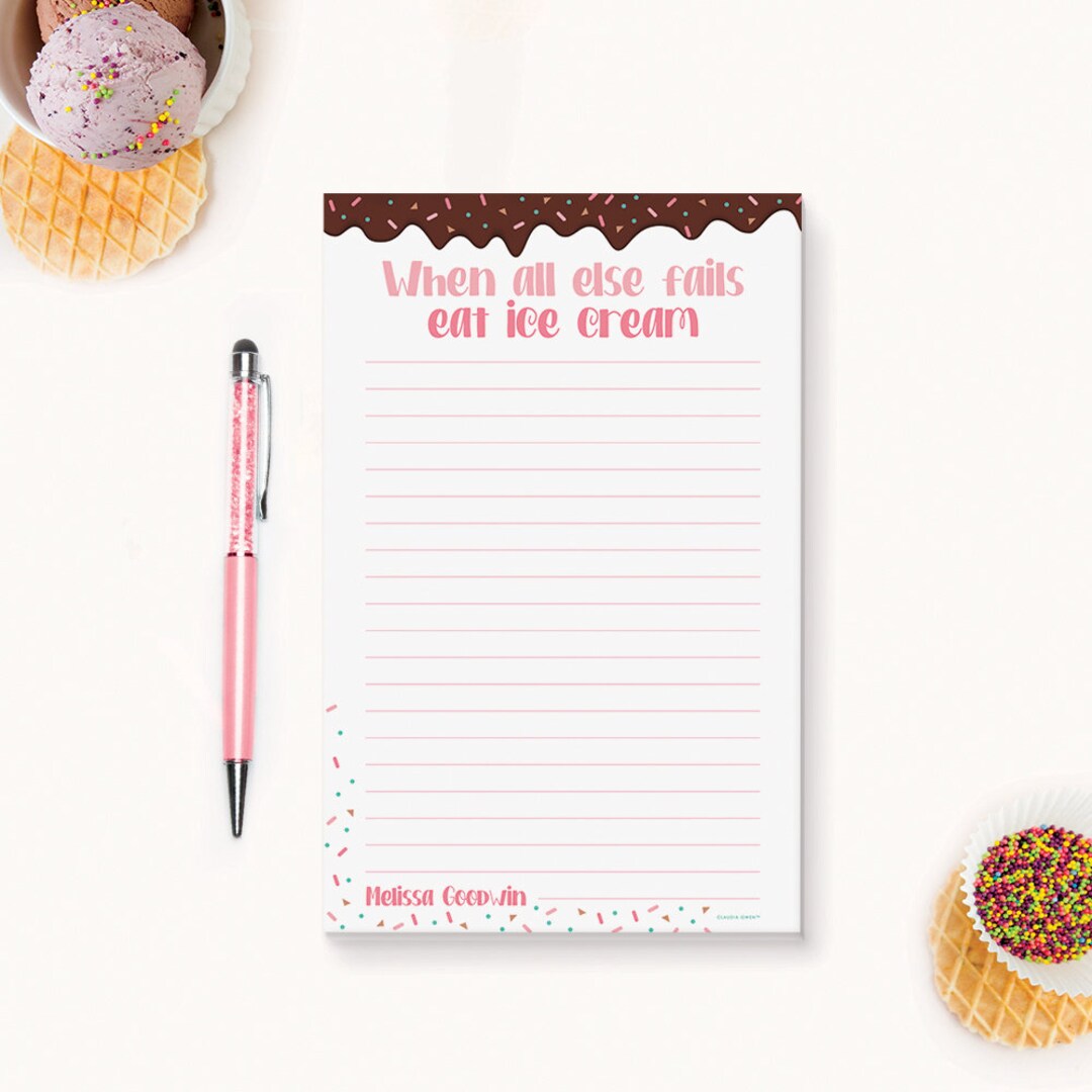 When All Else Fails Eat Ice Cream Notepad, Summer Gifts Planner ...