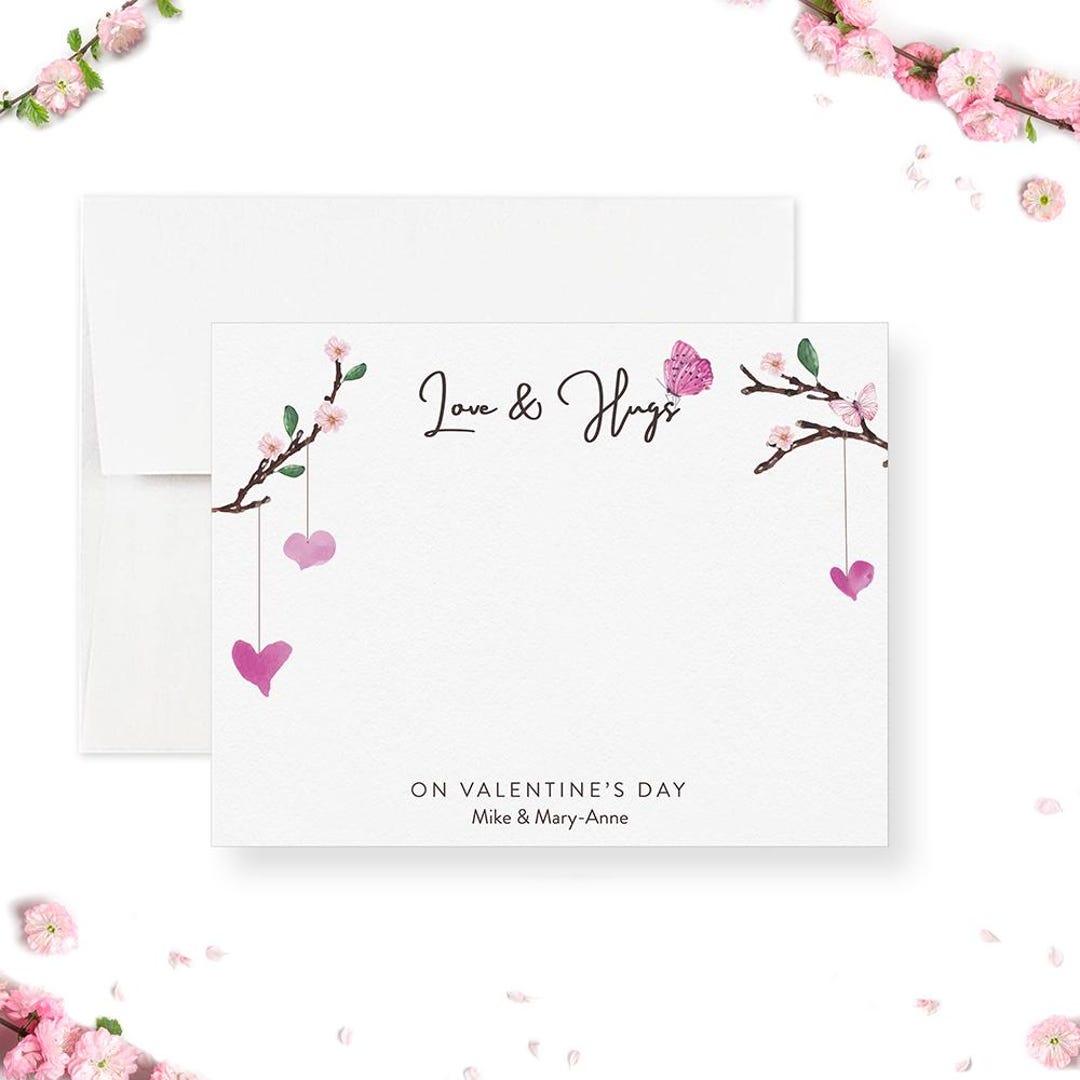 Personalized Valentines Day Cards With Hearts Custom Love Note Card Set ...