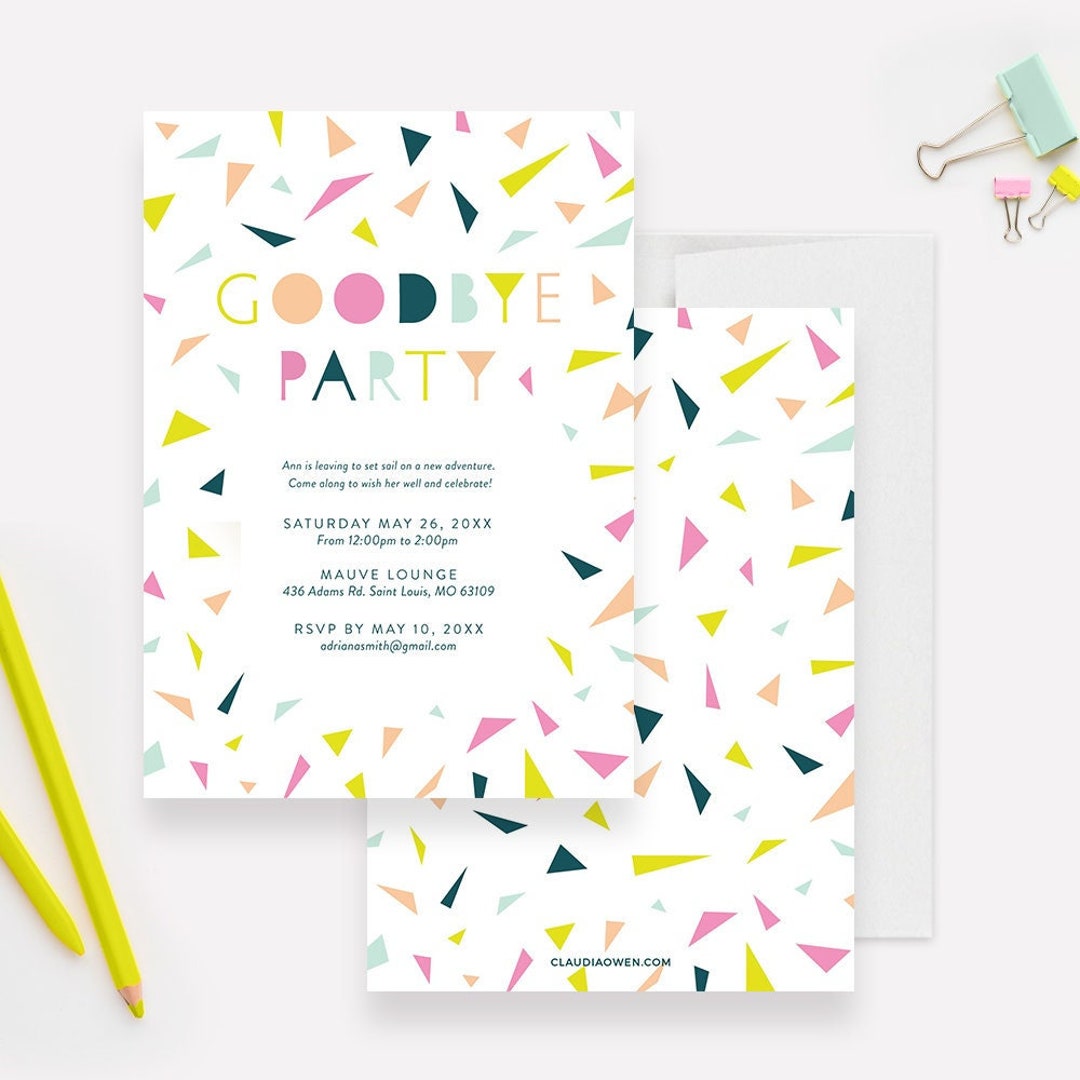 Goodbye Party Invitation Edit Yourself Template, Colorful Leaving Party ...