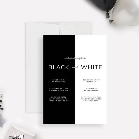 Invitaciones Formales En Blanco Y Negro
