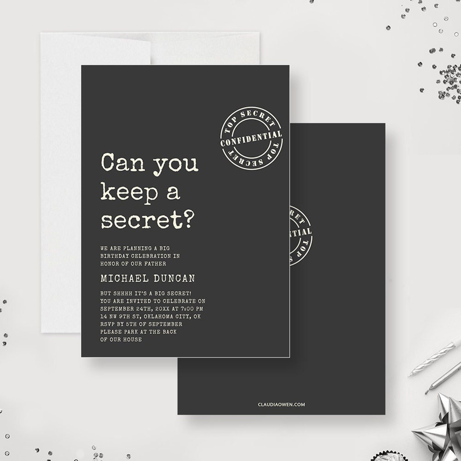 Top Secret Birthday Party Invitation 21st 30th 40th 50th 60th - Etsy