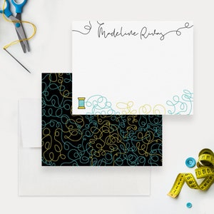 Sewing Note Cards Women Stationery Flat Note Card, Custom Note Card ...
