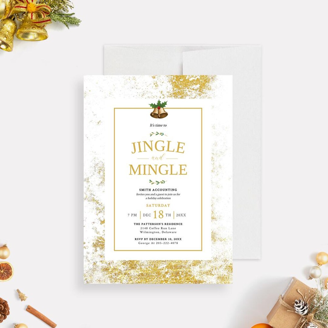 Jingle and Mingle Christmas Party Invitation Template Holiday Work ...