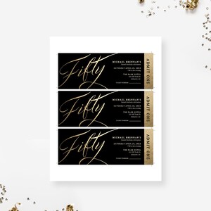 50th Birthday Party Ticket Template, Fiftieth Anniversary Admit One ...