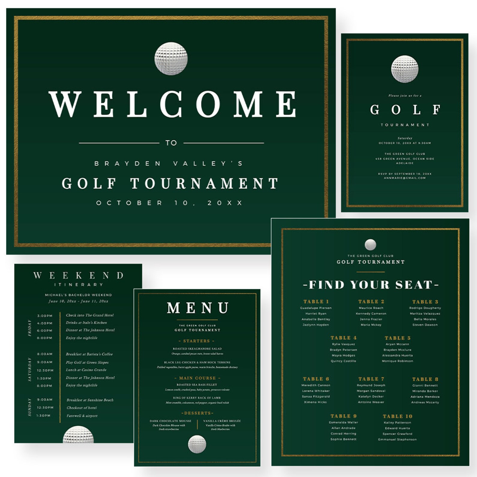 Golf Birthday Party Invitation Golf Itinerary Editable - Etsy