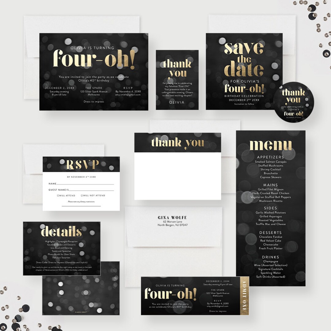 Four Oh Birthday Party Invitation, 30th 40th 50th 60th 70th 80th ...