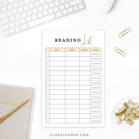 Reading List Printable Template Book List Reading Log Books | Etsy
