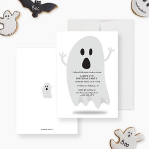 Ghost Birthday Party Invitation Template, Halloween Party Digital ...
