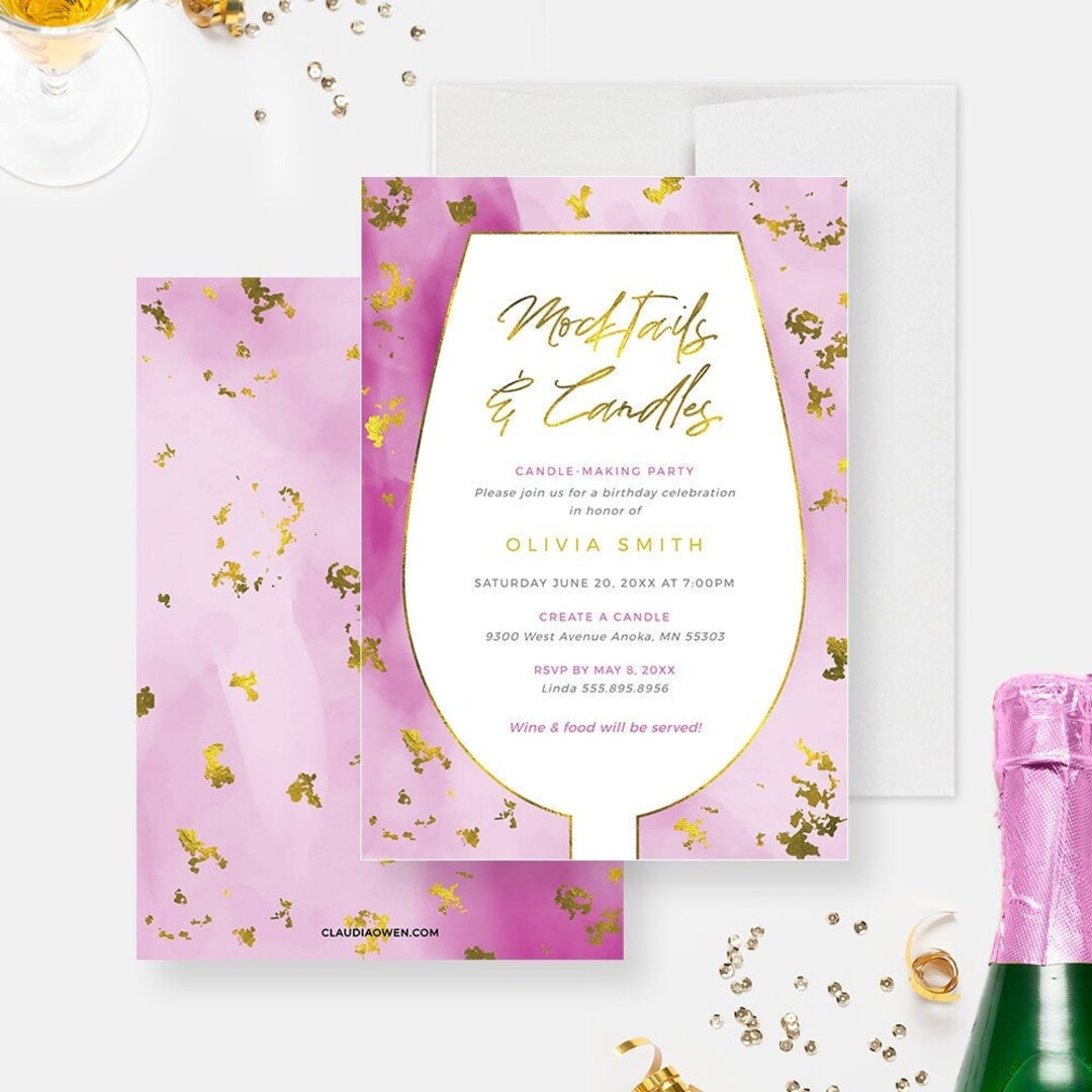 Mocktails and Candles Editable Party Invitation Candle Making - Etsy