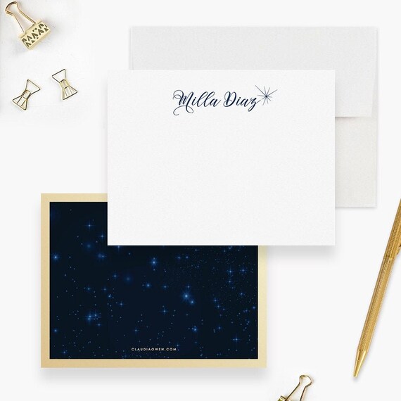 Starry Night Sky Personalized Note Card Star Stationery - Etsy